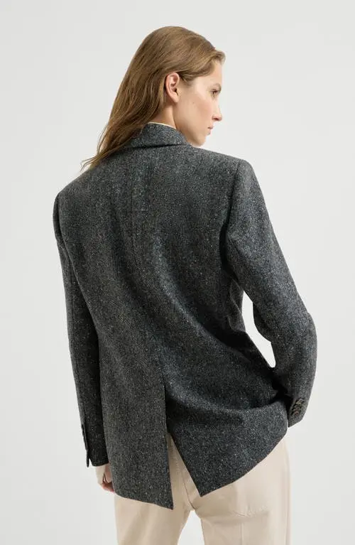 Brunello Cucinelli Virgin Wool Donegal Blazer With Monili