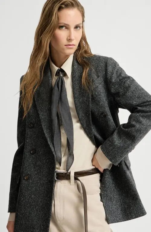 Brunello Cucinelli Virgin Wool Donegal Blazer With Monili