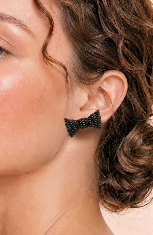 Deepa Gurnani Beaded Bow Stud Earrings