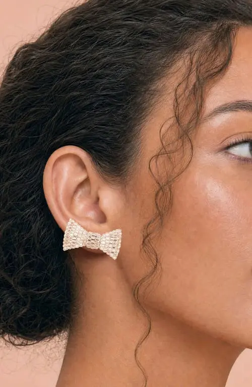 Deepa Gurnani Beaded Bow Stud Earrings