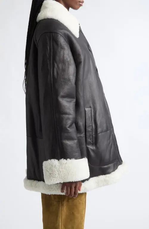 Altuzarra Blake Genuine Shearling Trim Leather Coat