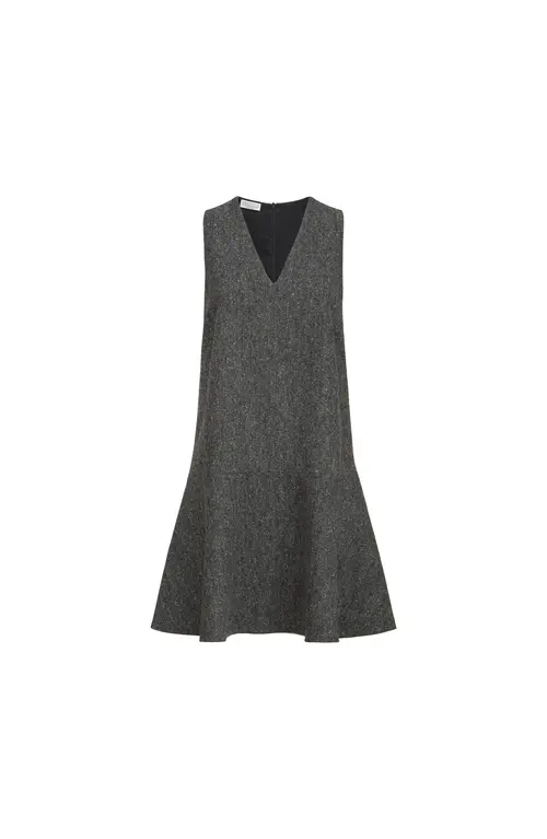 Brunello Cucinelli Virgin Wool Donegal Mini Dress With Monili
