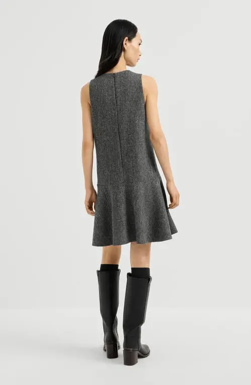 Brunello Cucinelli Virgin Wool Donegal Mini Dress With Monili