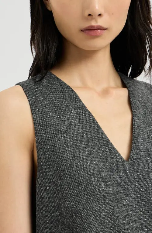 Brunello Cucinelli Virgin Wool Donegal Mini Dress With Monili