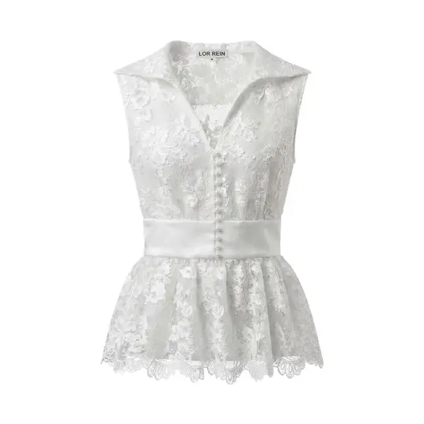 LOR REIN Elio Lace Peplum Top