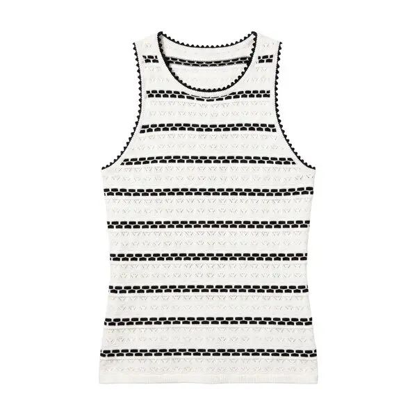 BRODIE CASHMERE Breton Stitch Vest - Black