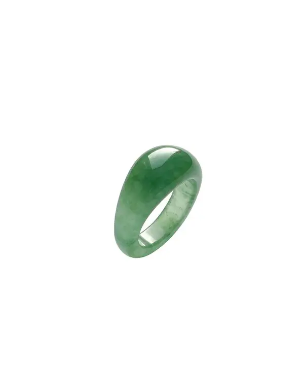 SEREE Thin Dome Jade- Aventurine Signet Ring - Green