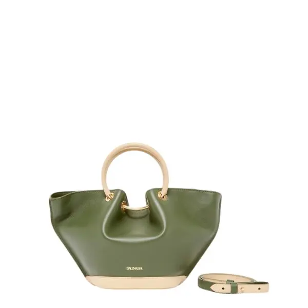 SAONARA BRAND Mini Capazo Bag Army Cream Leather