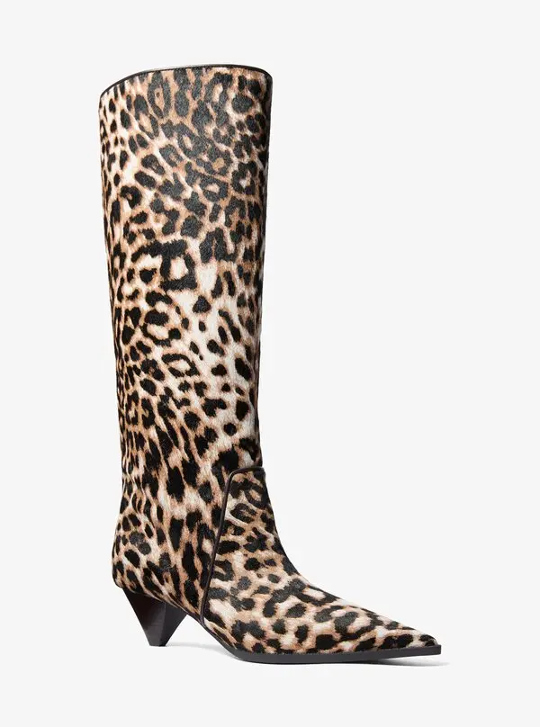 Michael Kors Jayla Leopard Print Calf Hair Knee-high Boots