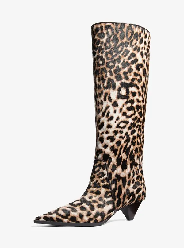 Michael Kors Jayla Leopard Print Calf Hair Knee-high Boots
