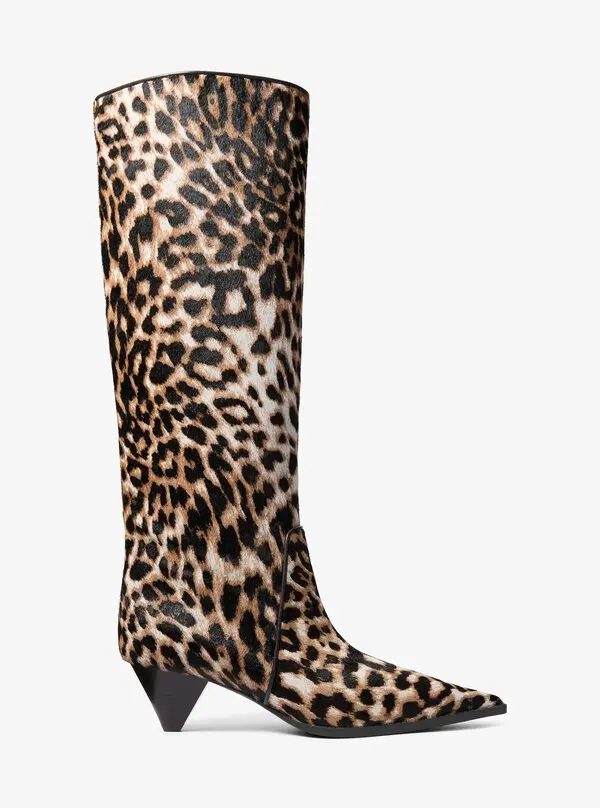 Michael Kors Jayla Leopard Print Calf Hair Knee-high Boots