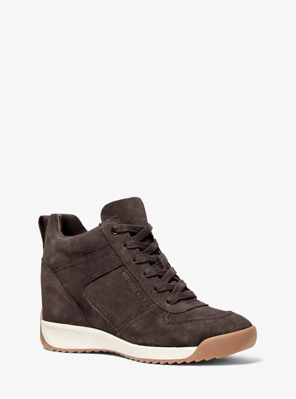 Michael Kors Nikko S2 Suede Wedge Trainer - Brown