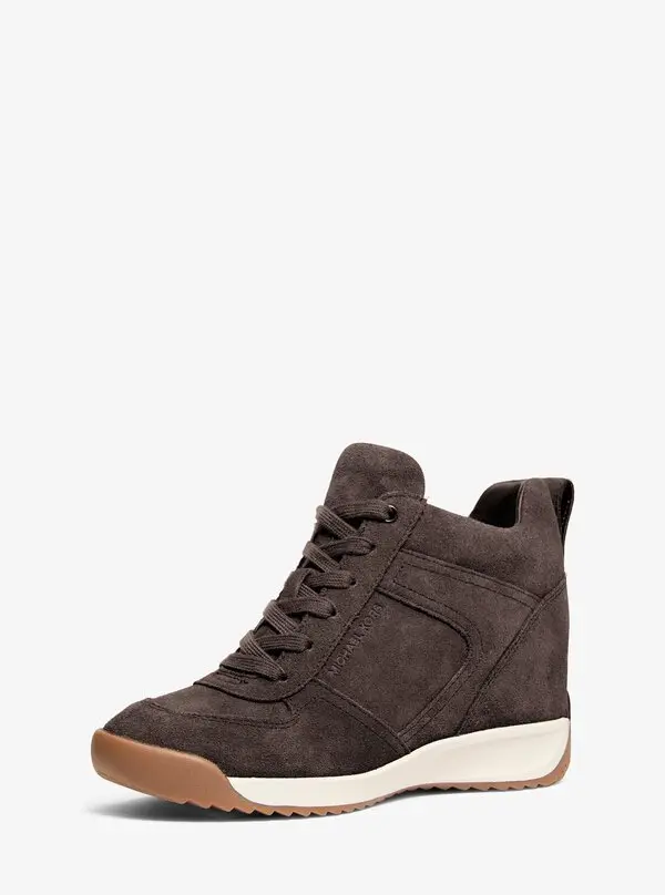 Michael Kors Nikko S2 Suede Wedge Trainer - Brown