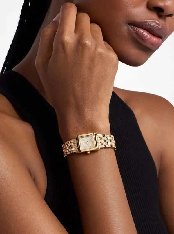 Michael Kors Micro Georgie Pavé -tone Stainless Steel Watch - Gold