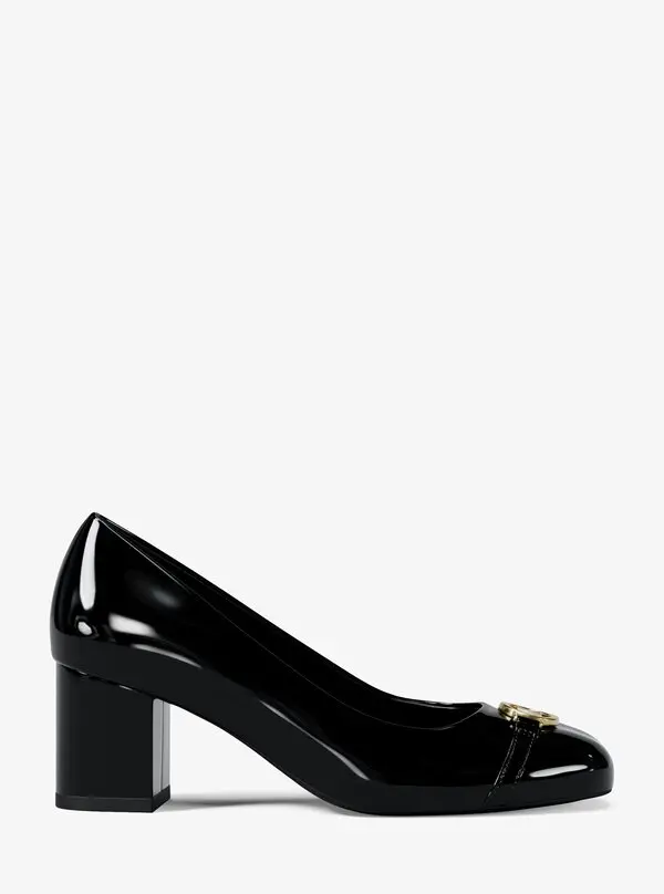 Michael Kors Dori Patent Block Heel Pump - Black