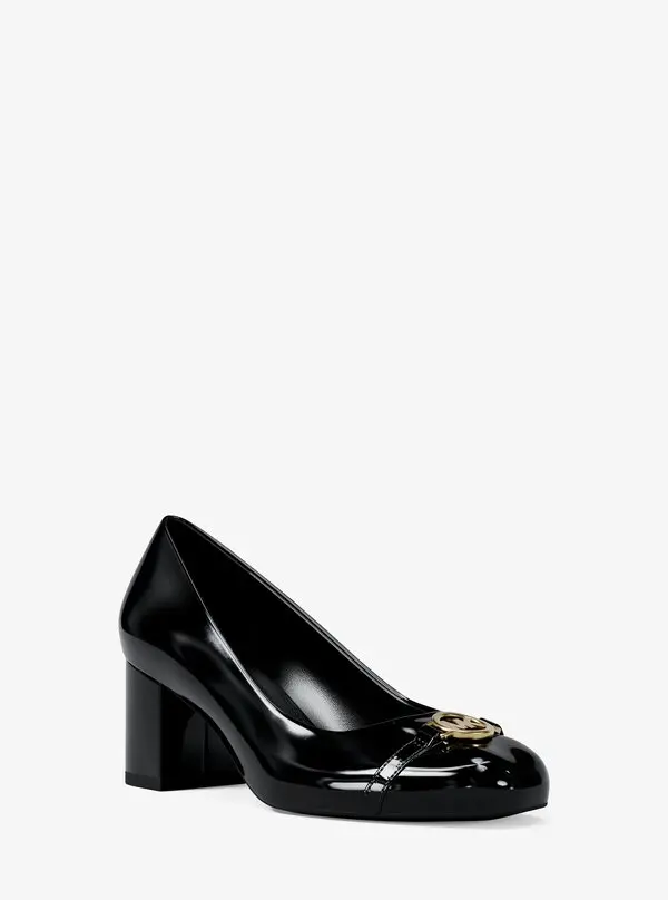 Michael Kors Dori Patent Block Heel Pump - Black