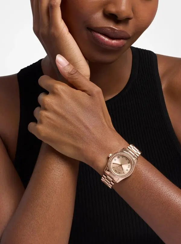 Michael Kors Lexington Pavé Two-tone Watch - Rose Gold
