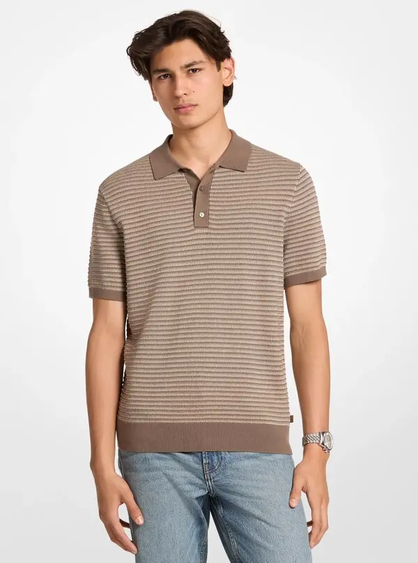 Michael Kors Two-tone Knit Polo Shirt - Grey