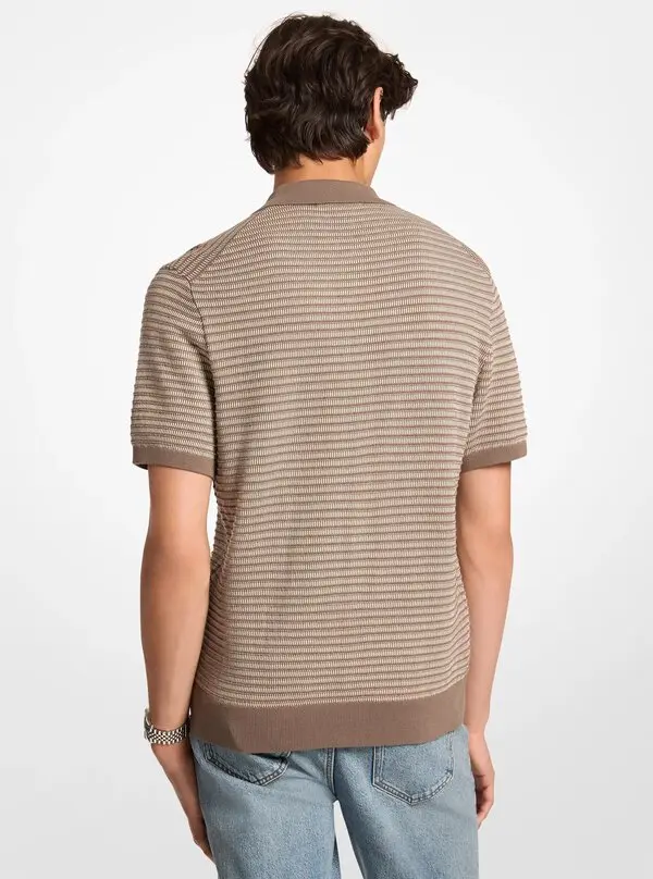 Michael Kors Two-tone Knit Polo Shirt - Grey