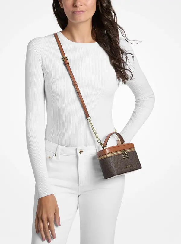 Michael Kors Vivi Small Signature Logo Vanity Crossbody Bag - Brown