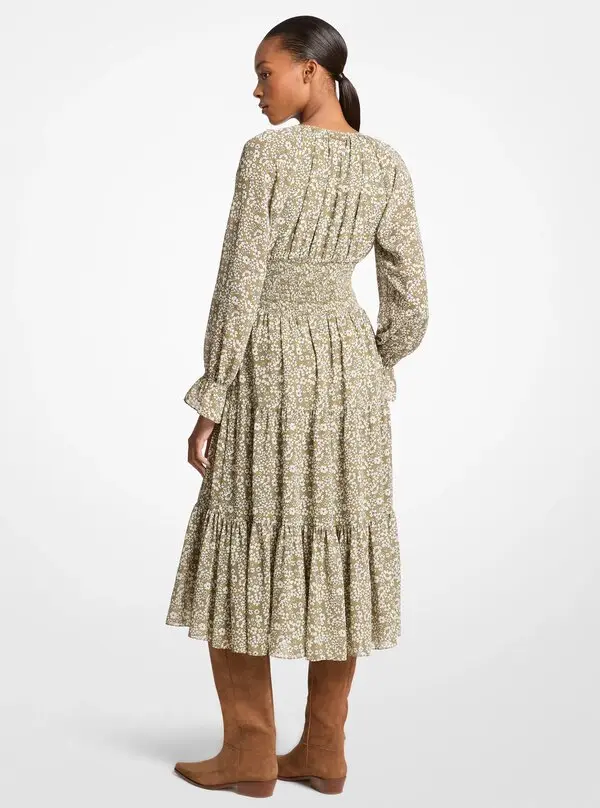 Michael Kors Floral Print Georgette Midi Dress