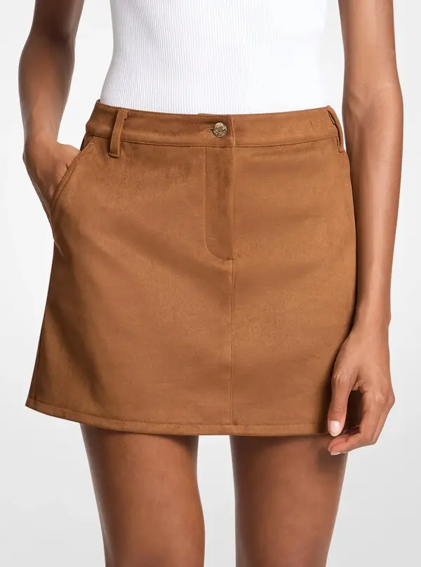 Michael Kors Polyester Microsuede Mini Skirt