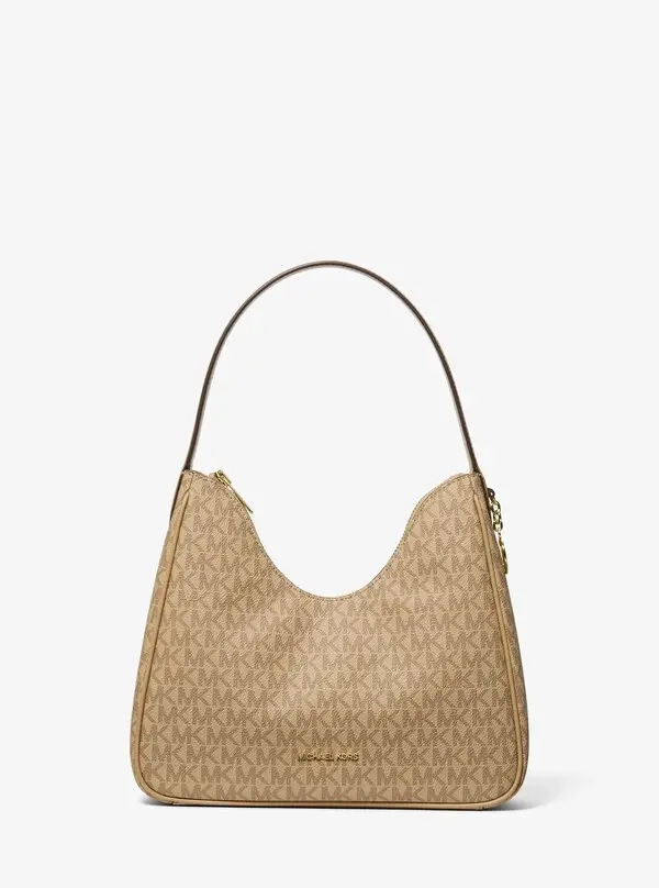 Michael Kors Nayla Small Signature Logo Hobo Shoulder Bag - Brown