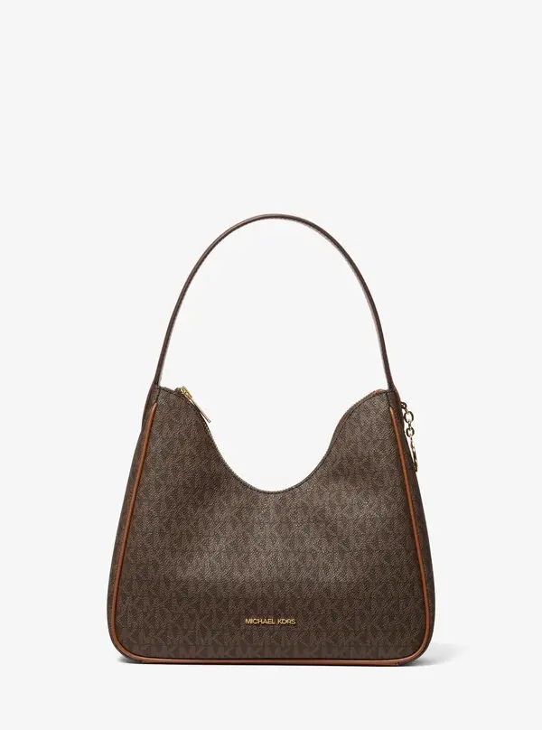 Michael Kors Nayla Small Signature Logo Hobo Shoulder Bag - Brown