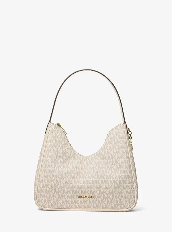Michael Kors Nayla Small Signature Logo Hobo Shoulder Bag - Natural