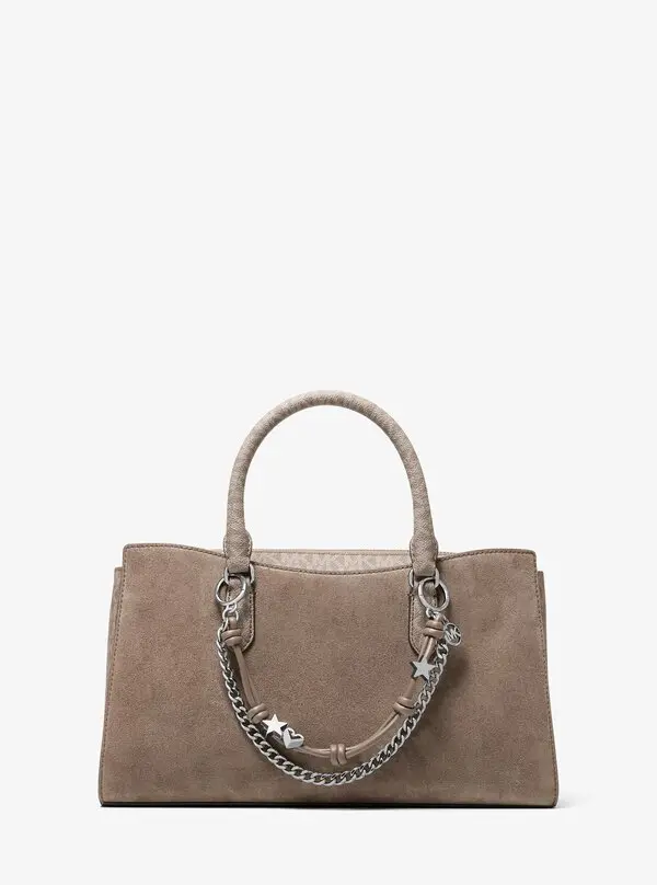 Michael Kors Silver-tone Charm And Chain Bag Charm - Grey