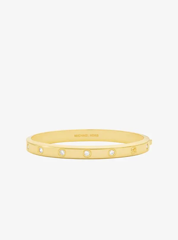 Michael Kors Cubic Zirconia Logo Bangle - Gold