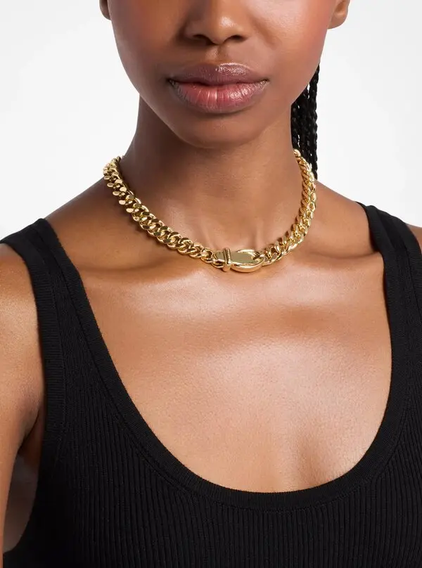 Michael Kors Buckle Chain-link Necklace - Gold