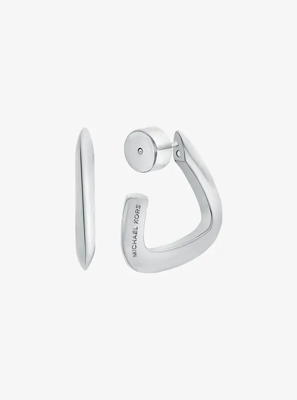 Michael Kors Square Hoop Earrings With Knife-cut Edges - Silver
