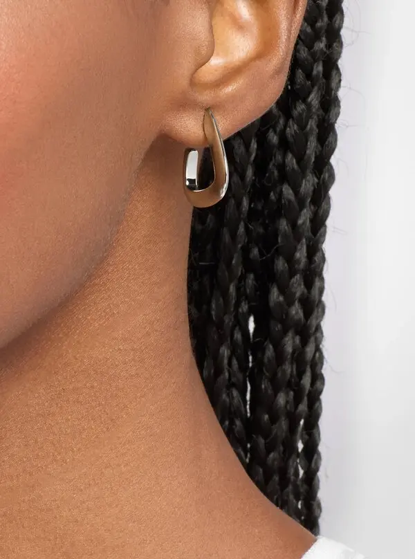 Michael Kors Square Hoop Earrings With Knife-cut Edges - Silver