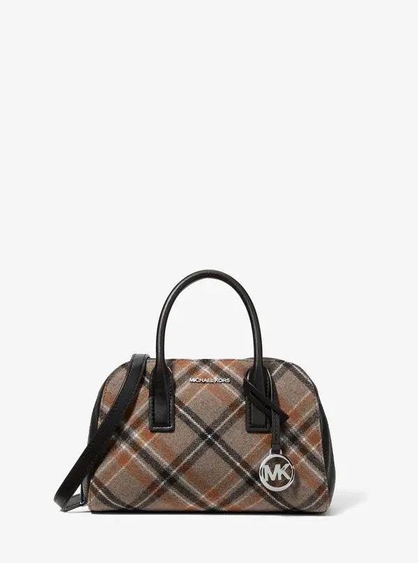 Michael Kors Ashton Small Plaid Print Wool Blend Messenger Bag