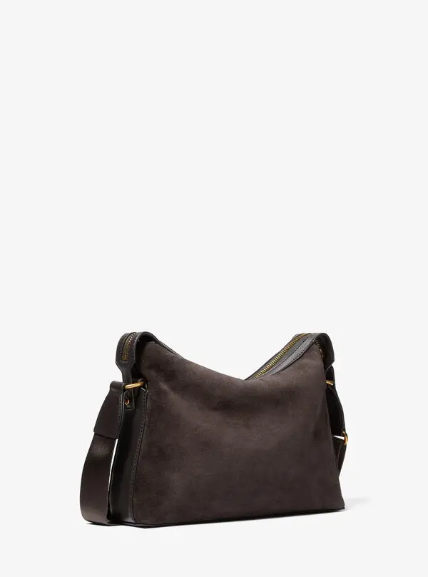 Michael Kors Nicholas Medium Woven Suede Crossbody Bag