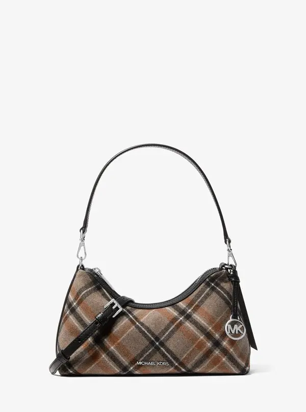 Michael Kors Sammy Small Plaid Print Wool Blend Convertible Crossbody Bag