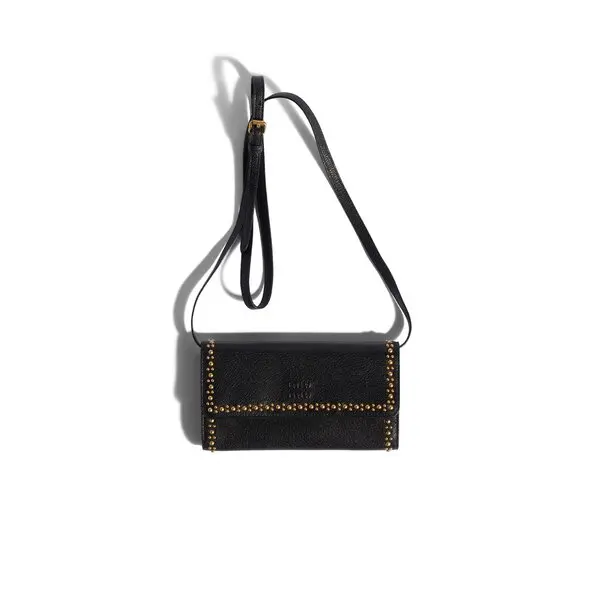 Miu Miu Leather Wallet With Shoulder Strap