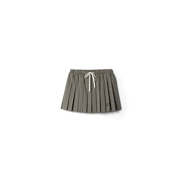 Miu Miu Pleated Checked Flannel Miniskirt