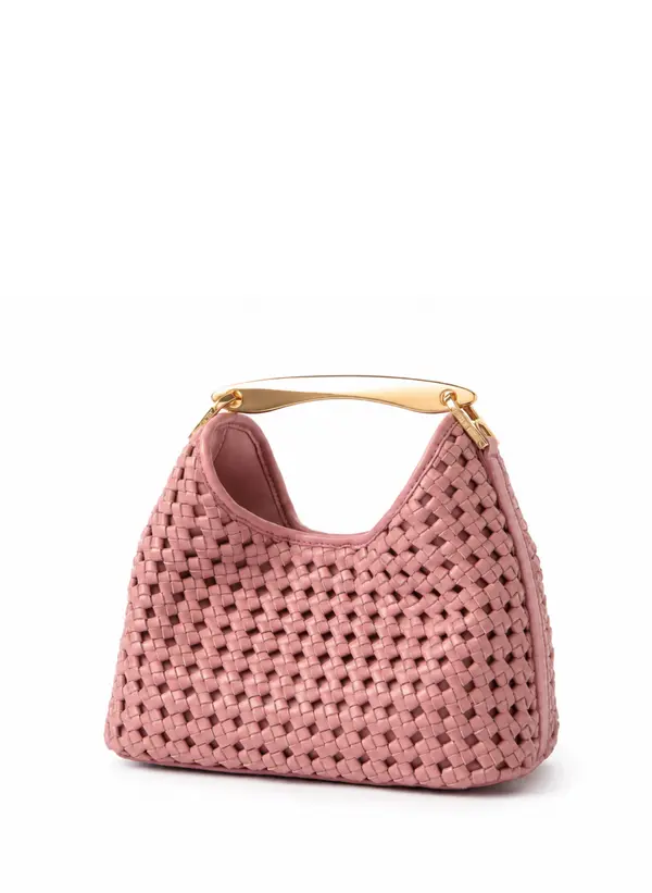 ELLEME Small Boomerang Woven Leather - Dark Pink