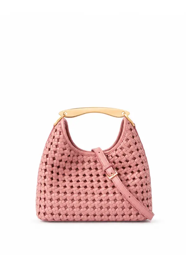 ELLEME Small Boomerang Woven Leather - Dark Pink