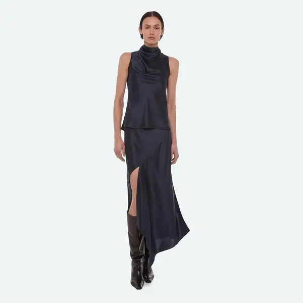 Helmut Lang Silk Slip Skirt - Navy