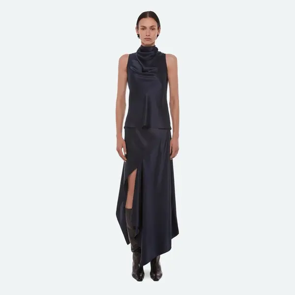 Helmut Lang Silk Slip Skirt - Navy
