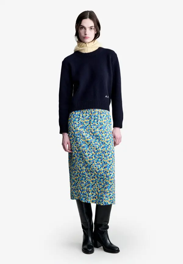 A.p.c. Mila Skirt Long Viscone Sizee Skirt With Floral Motifs