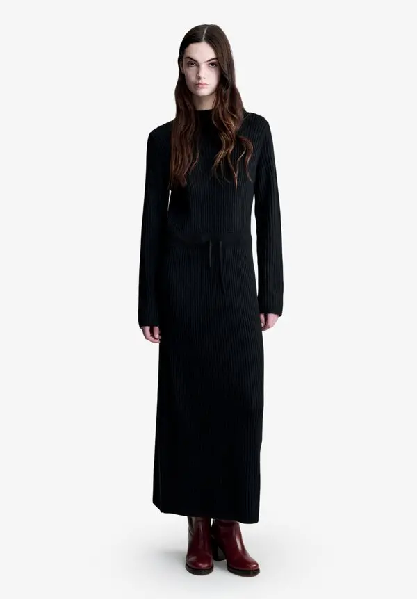 A.p.c. Aimee Dress Long Wool Dress - Black