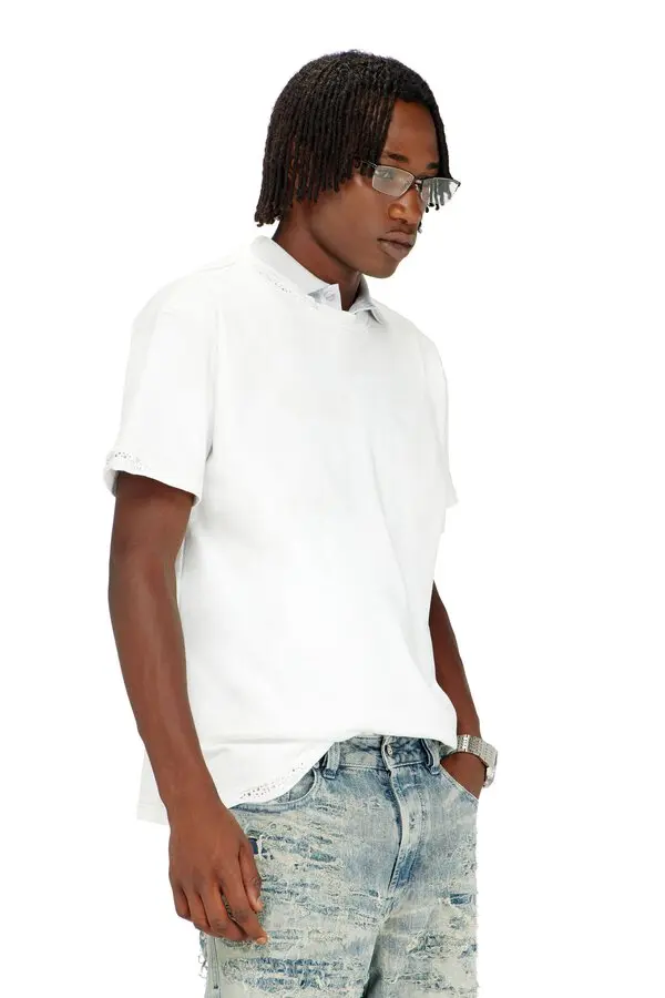 DIESEL® T-shirt With Frayed Edges And Crystal Details
