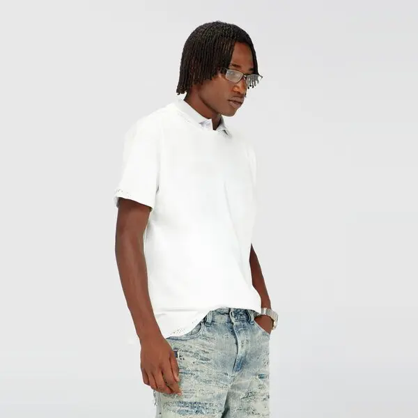 DIESEL® T-shirt With Frayed Edges And Crystal Details - White