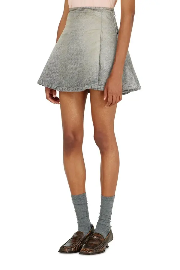 DIESEL® Skirt In Distressed Herringbone Denim