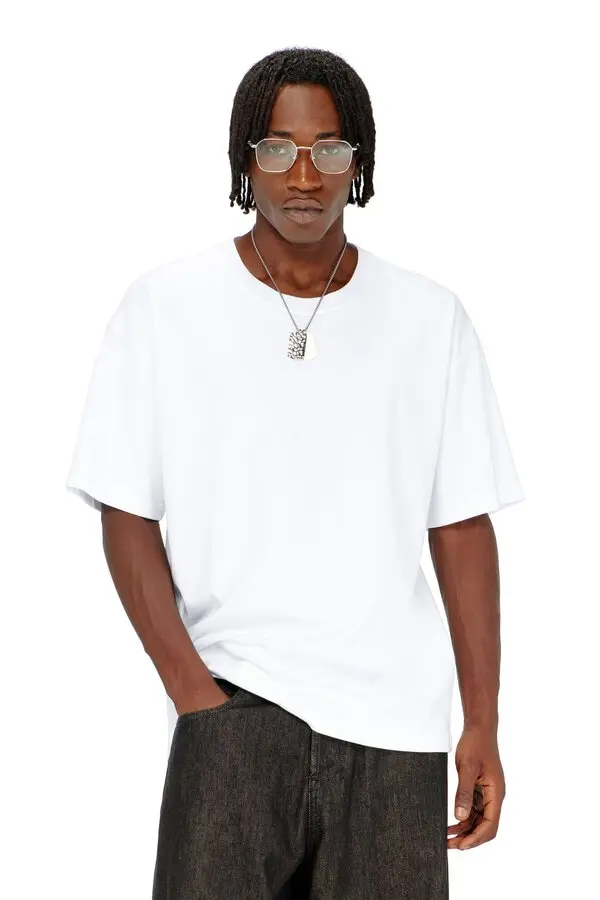 DIESEL® Cotton-interlock T-shirt With Logo Embroidery - White