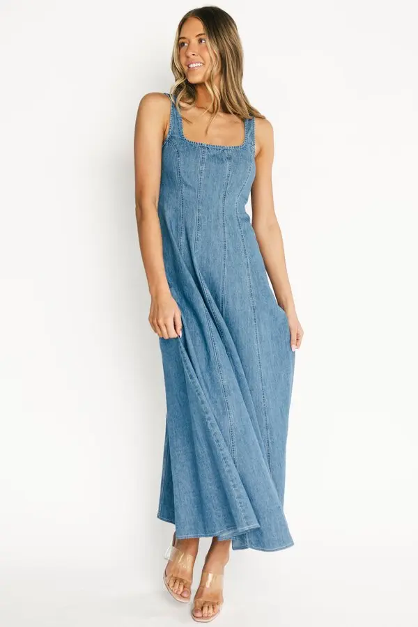 BLUE BLUSH Annie Denim Maxi Dress